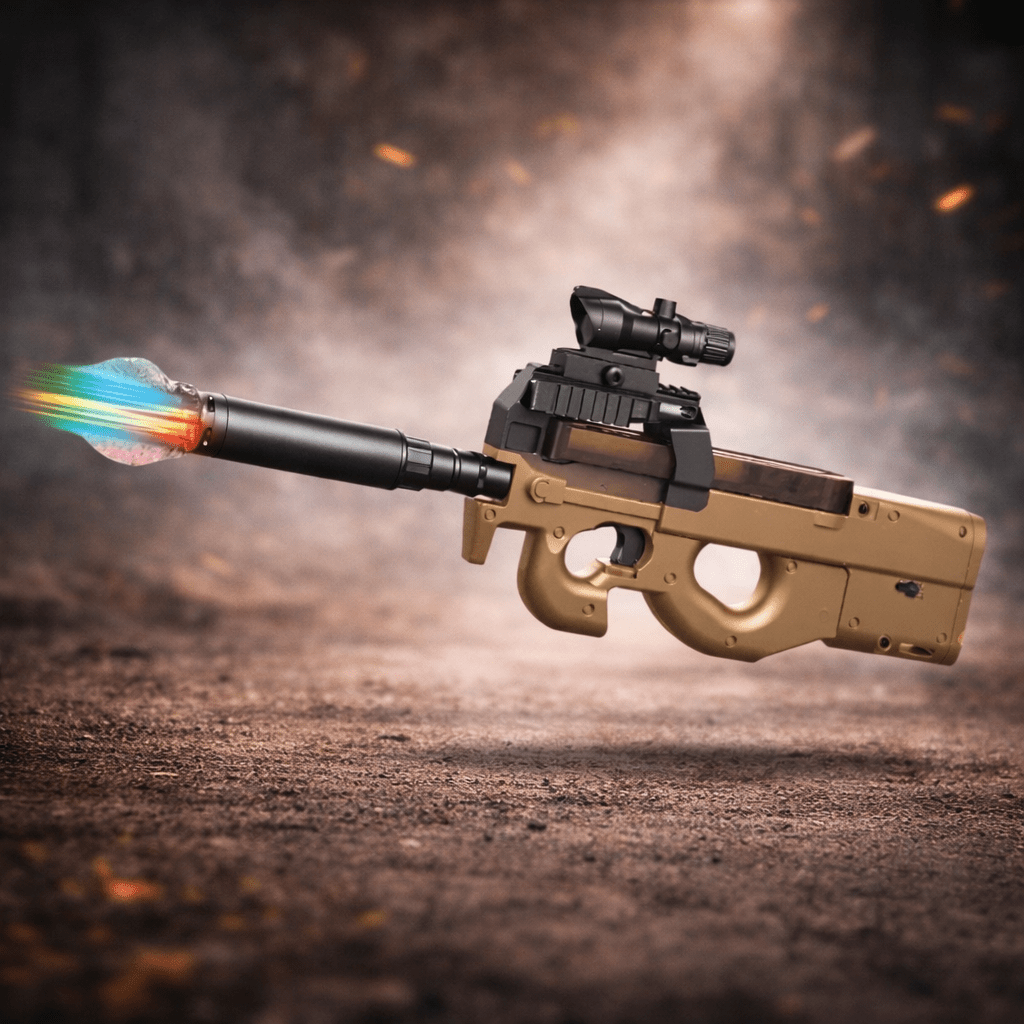 P90 Sand Tracer – Taktisk sandfarvet gel blaster – Gelblastershop.dk